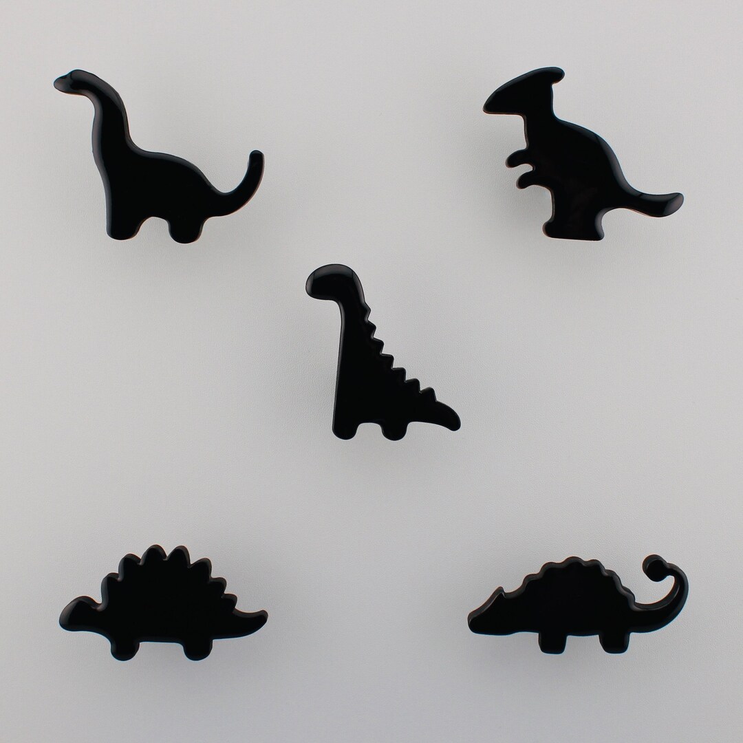 Black 3D Printed Dinosaur Drawer Knobs - Ankylosaurus, Parasaurolophus ...