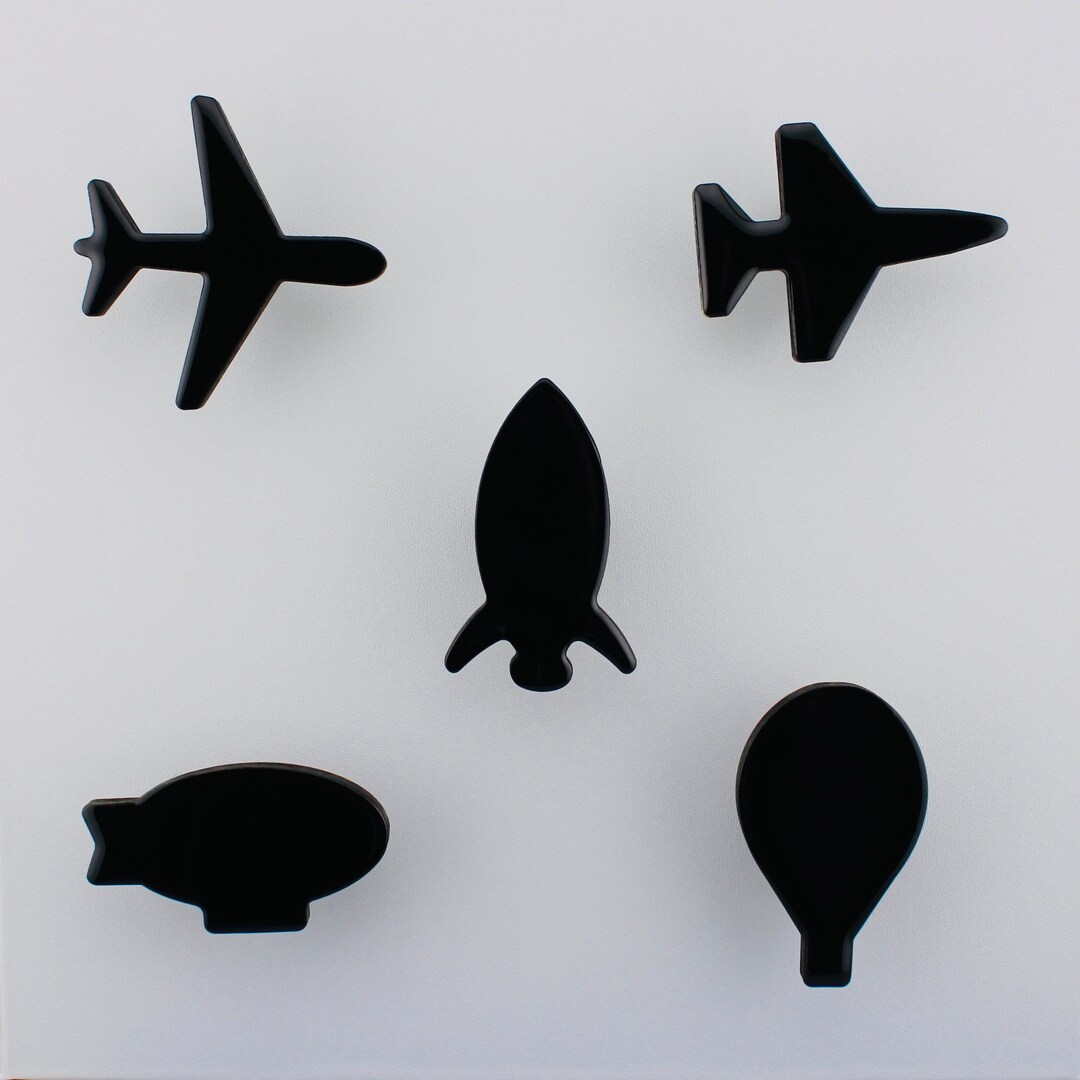 Black 3D Printed Air Vehicles Drawer Knobs - Airplane, Air Balloon ...