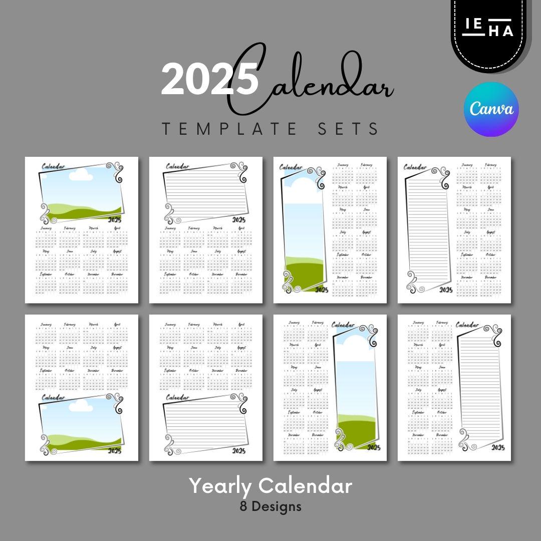 2025 Editable Calendar Canva Template Set | Fully Editable for DIY ...