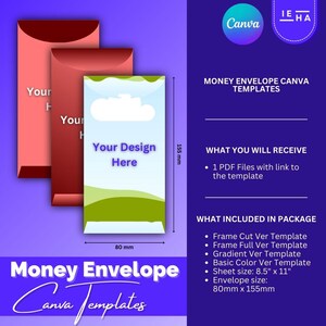 Canva Money Envelope Frames Mockup Template | Editable Cash Envelope ...