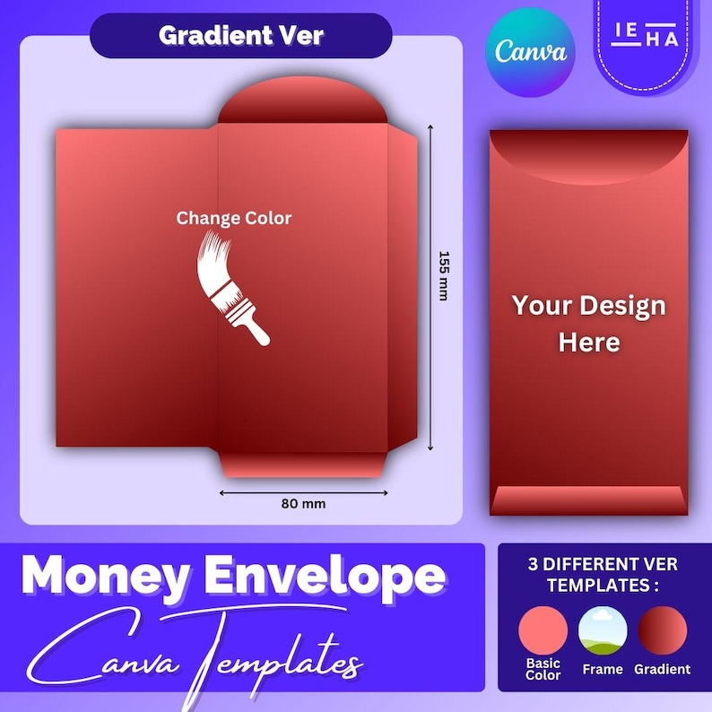 Canva Money Envelope Frames Mockup Template | Editable Cash Envelope ...