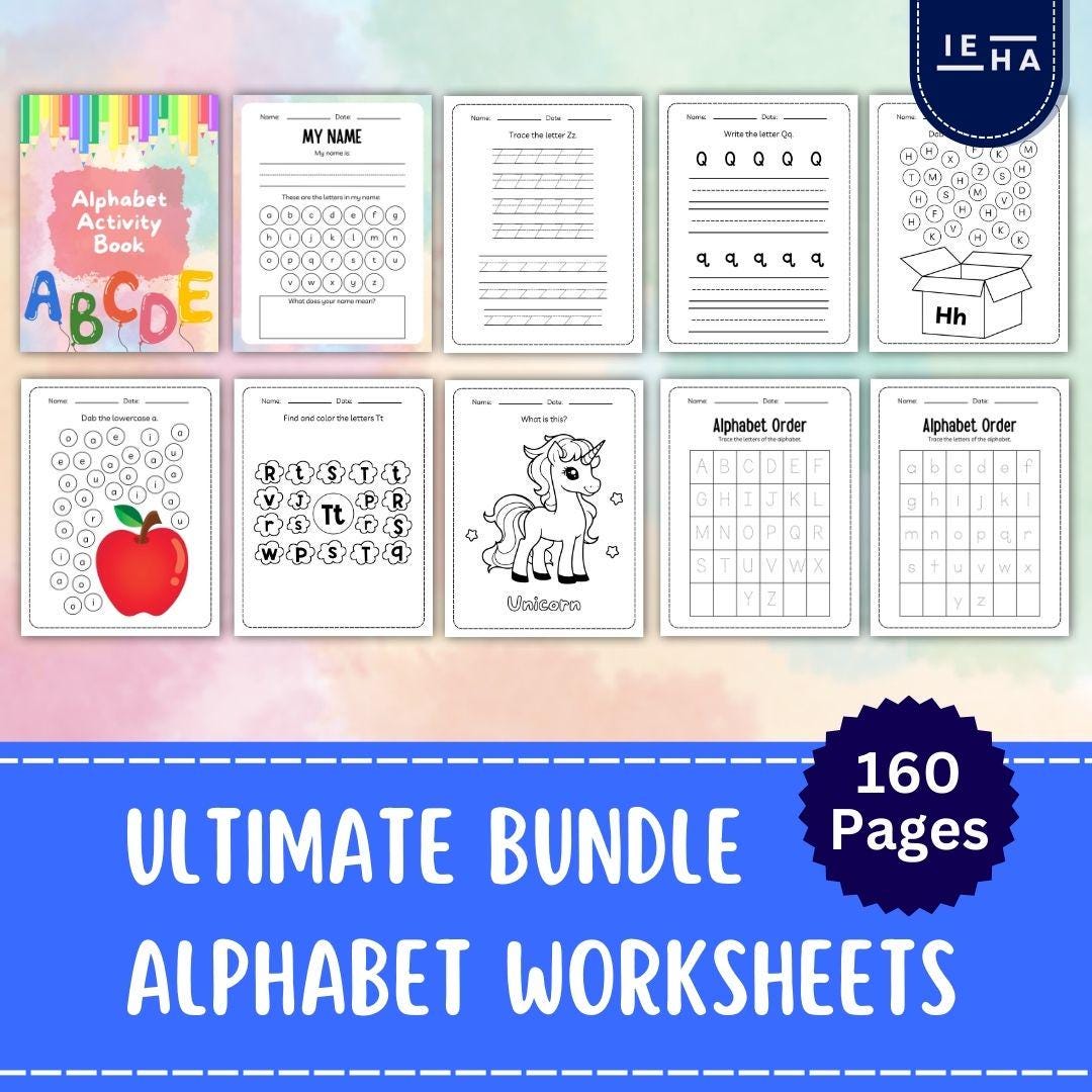 Alphabet Worksheets Activity Learning Practice Bundle | +150 Pages ...