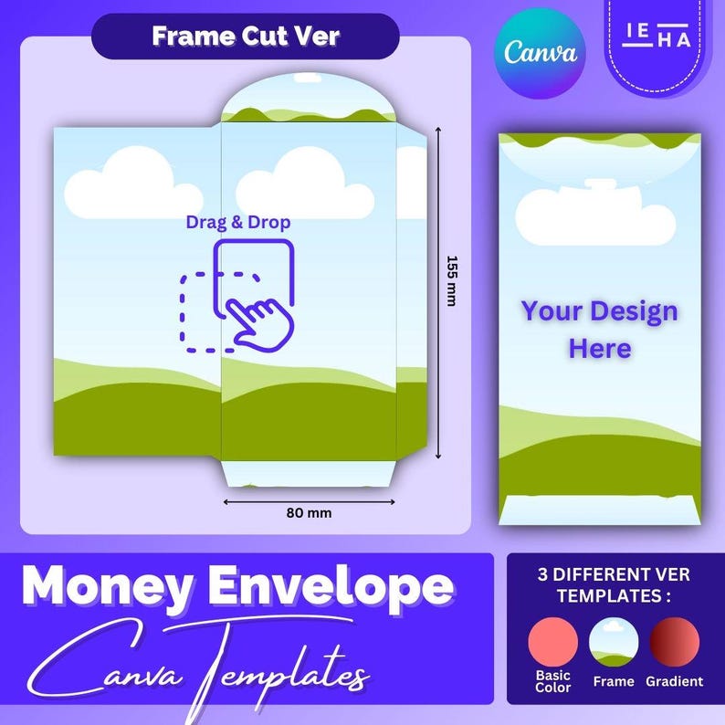 Canva Money Envelope Frames Mockup Template | Editable Cash Envelope ...