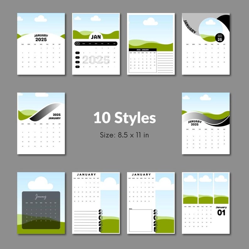 2025 Editable Calendar Canva Templates | Fully Editable for DIY | 22 ...