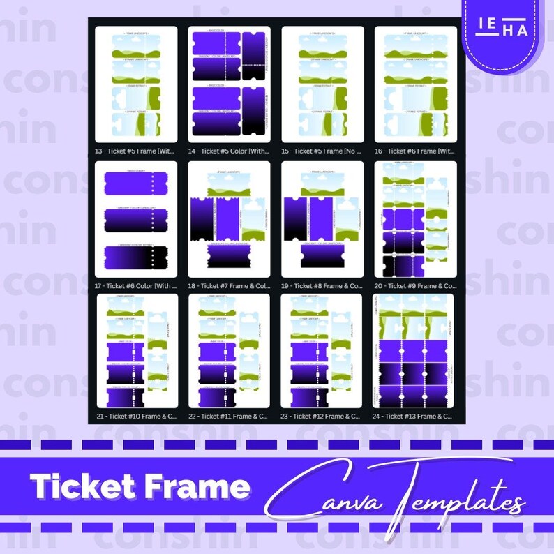 Canva Ticket Frames Mockups Templates Editable Concert Ticket Template ...