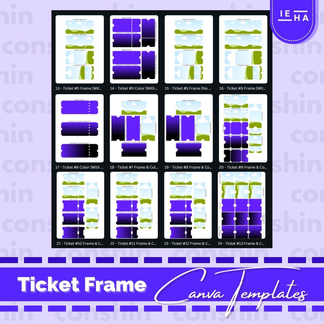 Canva Ticket Frames Mockups Templates | Editable Concert Ticket ...