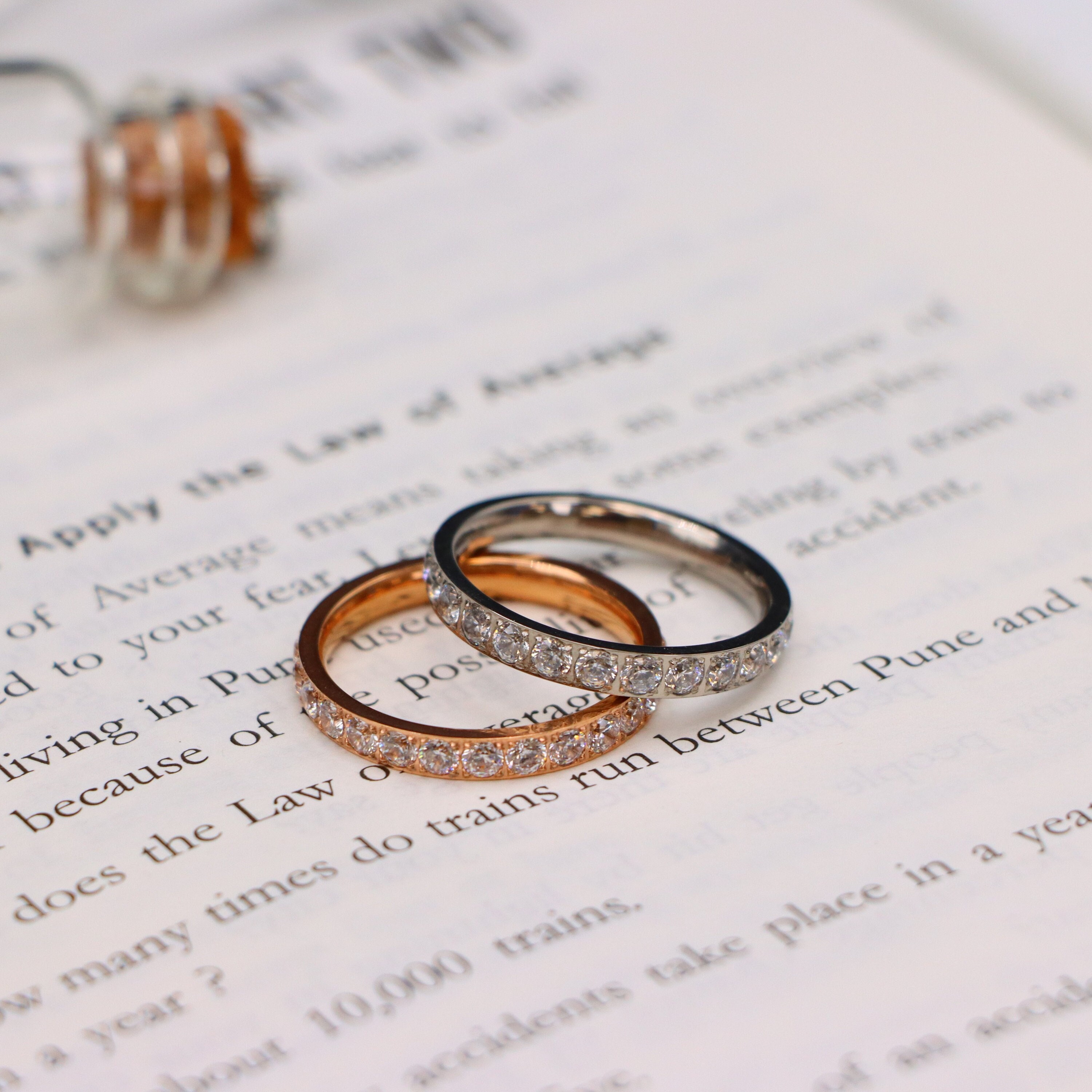 Rose Gold Titanium Ring for Women, Art Deco Ring for Her, Round Cut ...