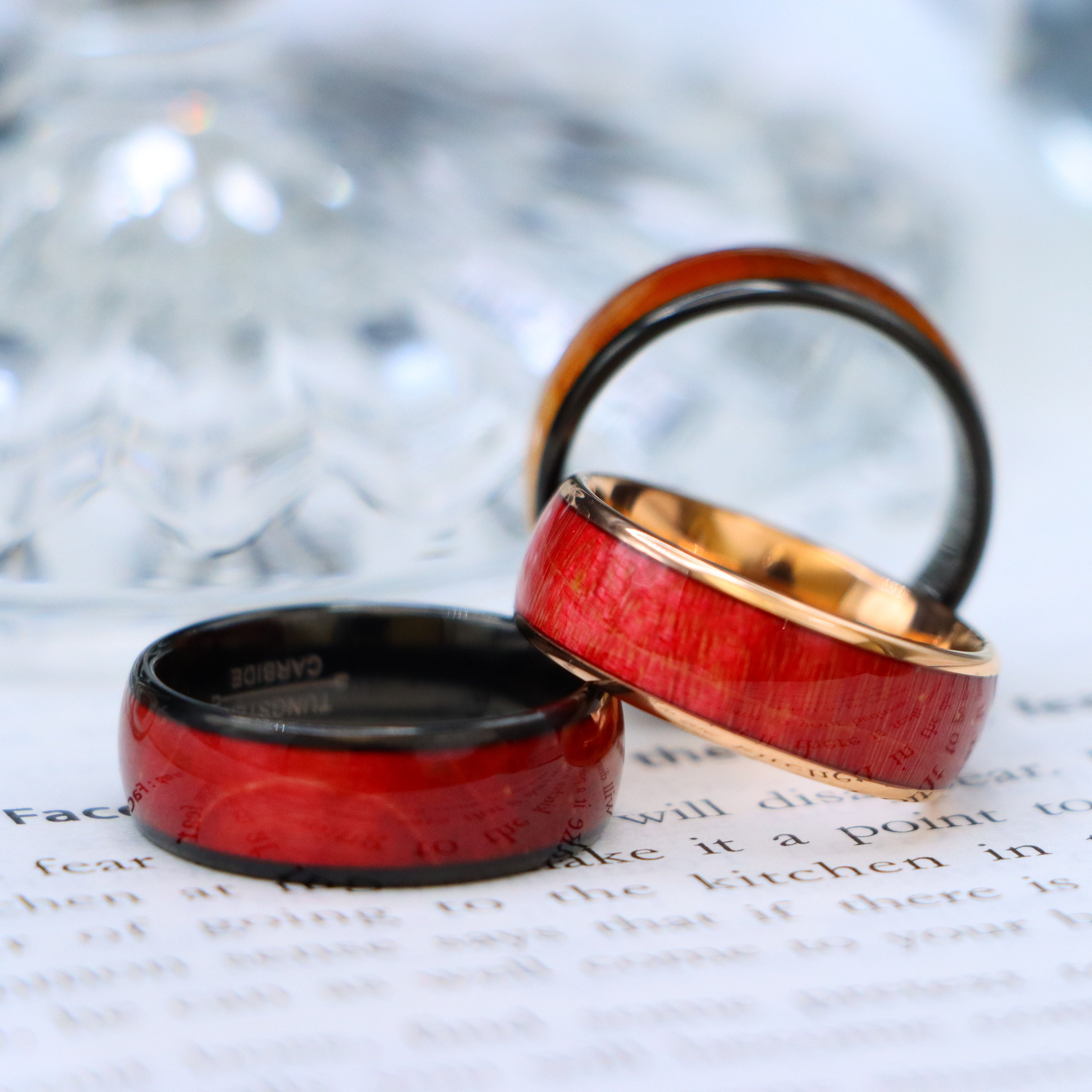 Burl Wood Wedding Ring Wood Inlay Black Tungsten Wedding - Etsy