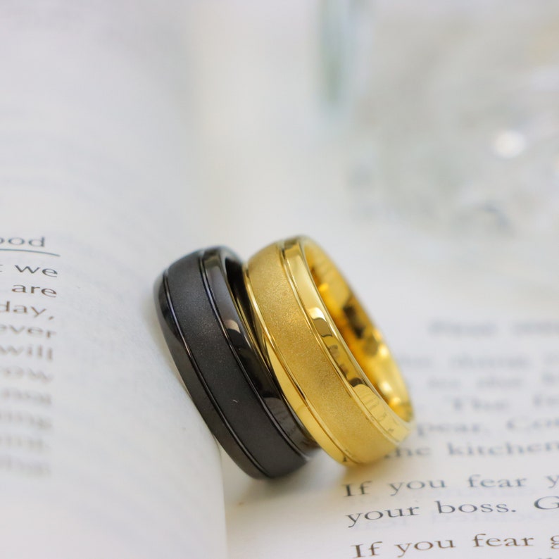 Black Gold Wedding Ring Men's 8mm Gold Wedding Band - Etsy
