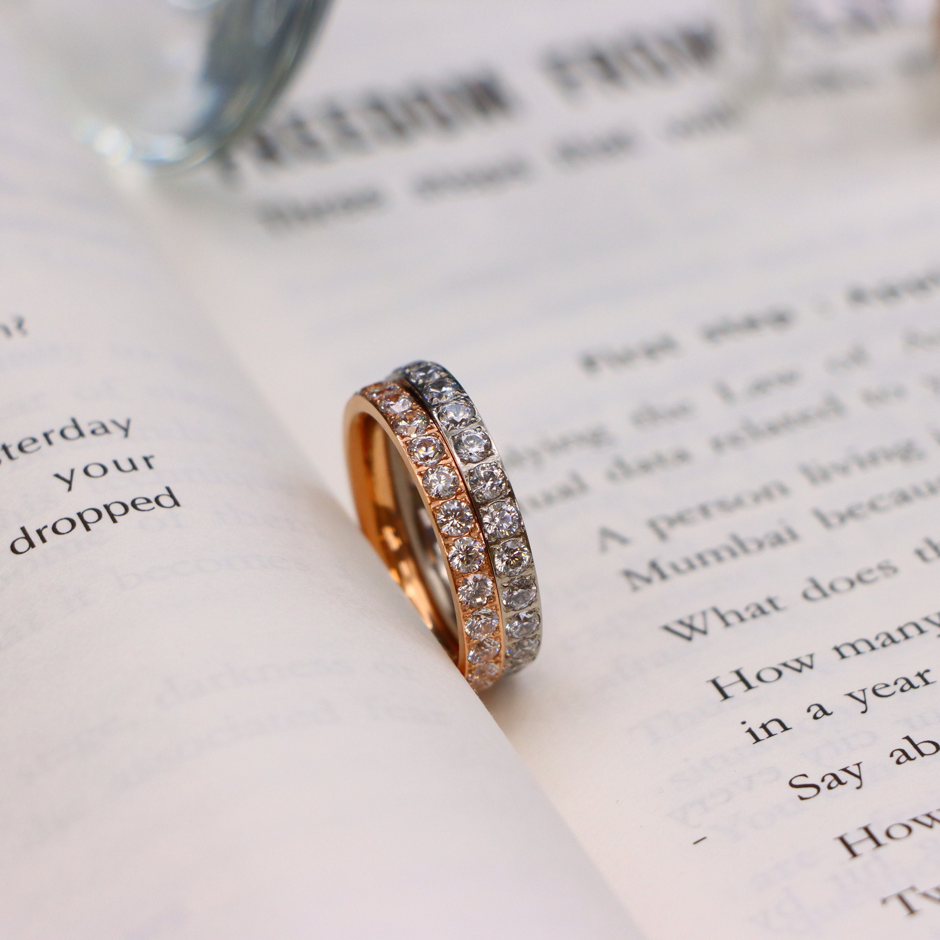 Rose Gold Titanium Ring for Women Art Deco Ring for Her - Etsy