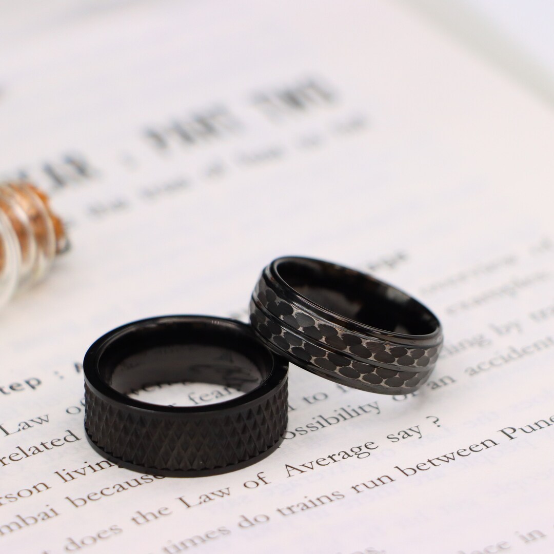 Wedding Rings Parallelogram Design Center Straight Edges Unisex ...