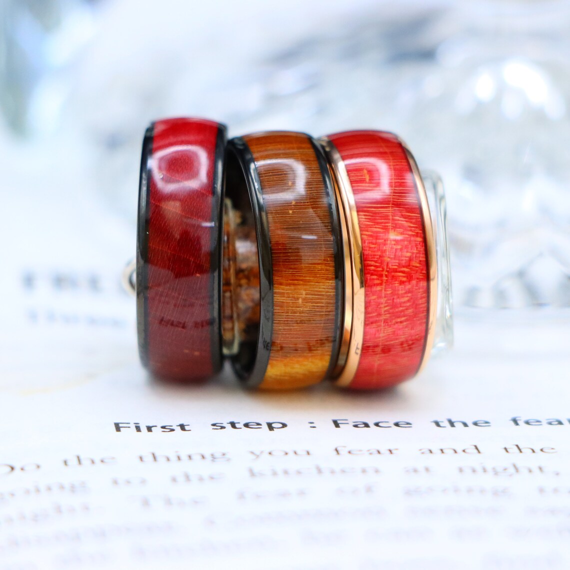 Burl Wood Wedding Ring Wood Inlay Black Tungsten Wedding - Etsy