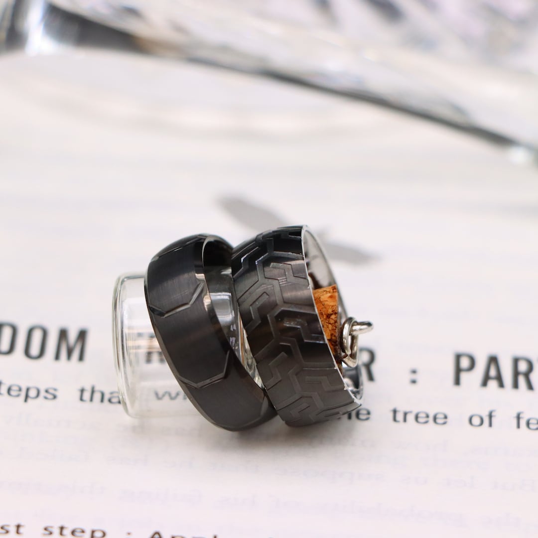 Black Wedding Ring, Tungsten Hip Hop Ring, Motorcycle Tire Ring ...