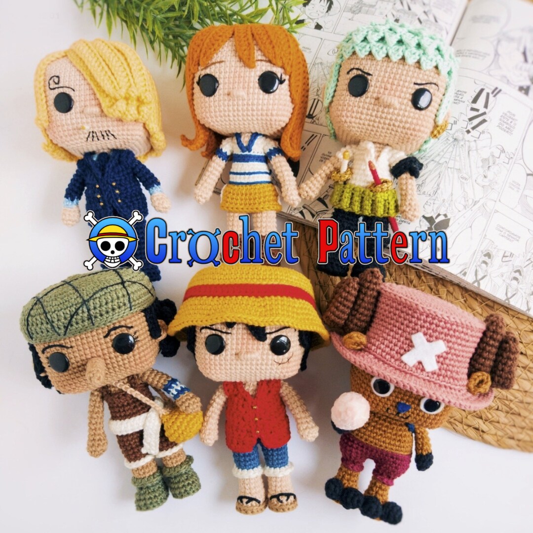 One Piece Inspired Crochet Pattern Bundle, Luffy, Chopper, Usopp, Nami ...