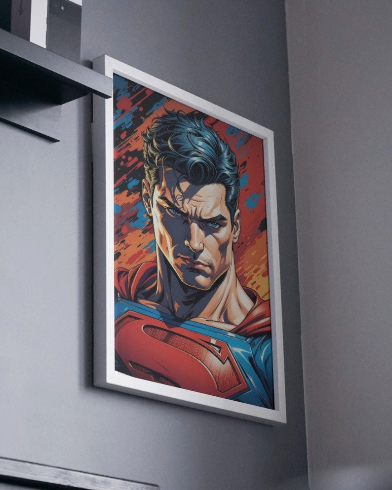 Superman Art Print, Superhero Print, Cartoon Wall Art, Comics Poster ...