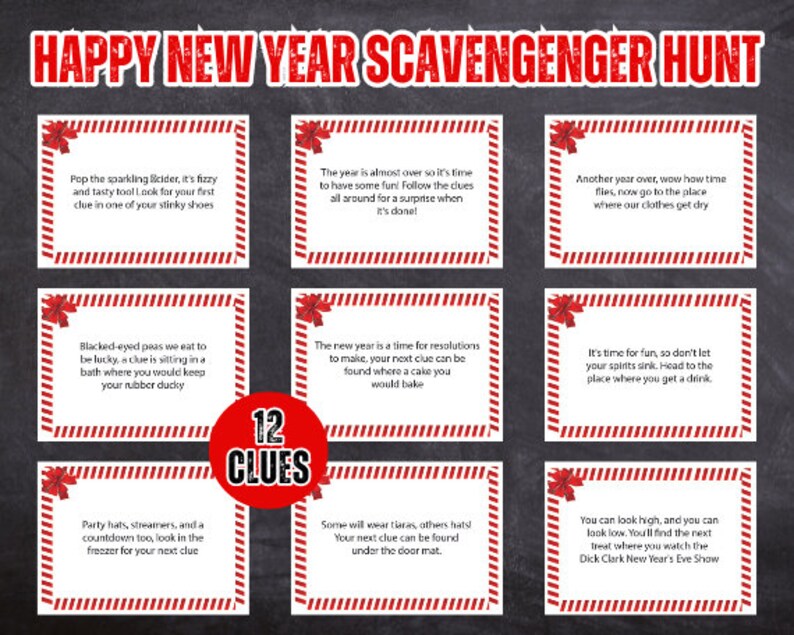 2025 New Years Eve Scavenger Hunt, New Year's Eve Party Games, New Year ...