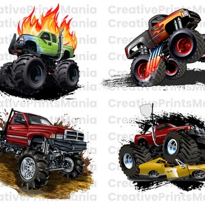 Watercolor Monster Trucks Bundle Clipart, Loves Monster Trucks Png ...