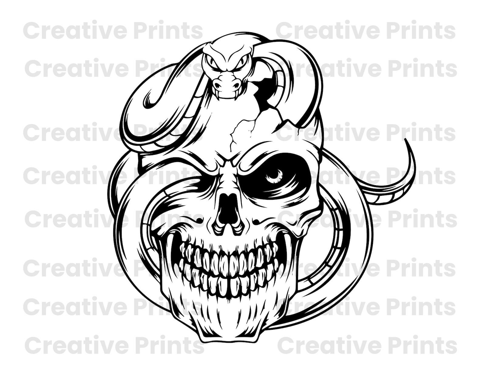 Skull Snake Svg, Serpent Skull Svg, Snake Svg, Skull Clipart, Skeleton ...