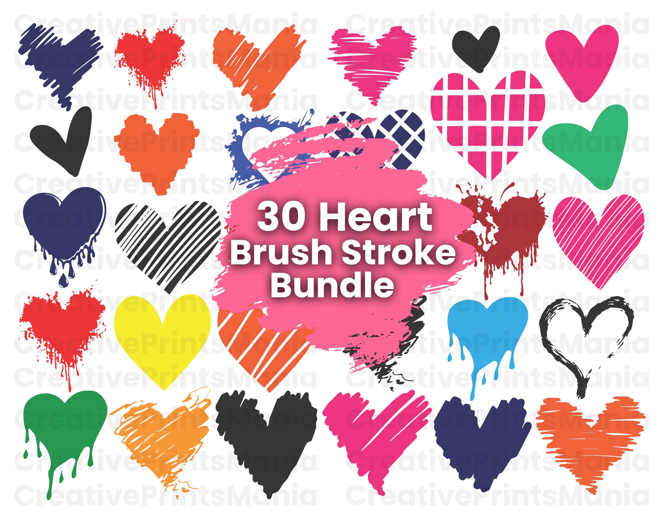Heart Paint Brush Stroke Svg Bundle, Heart Paint Designs, Heart ...