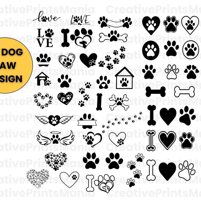 Dog Paw Svg - Etsy