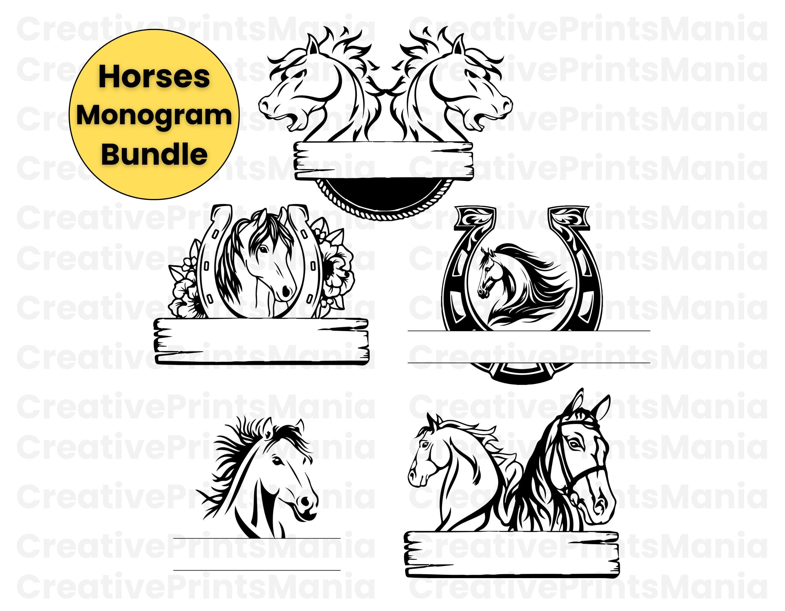 Horse Monogram Svg, Horses Monogram Svg Bundle, Split Name Frame SVG ...