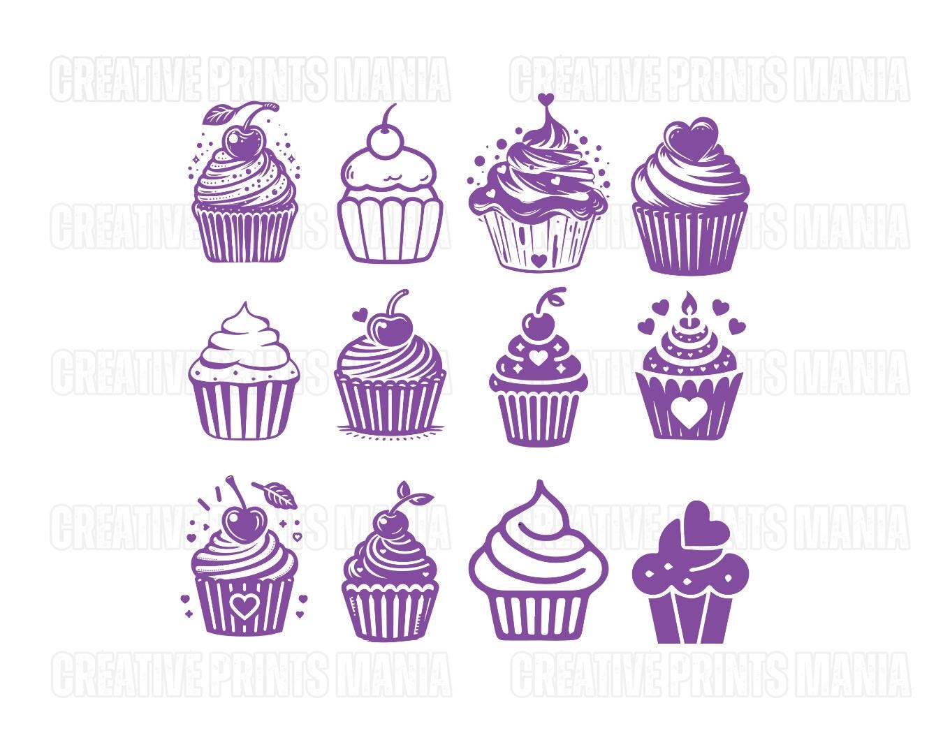 Cupcake Svg Bundle, Cupcake Svg, Cupcake Outline Svg, Cupcake Cutting ...