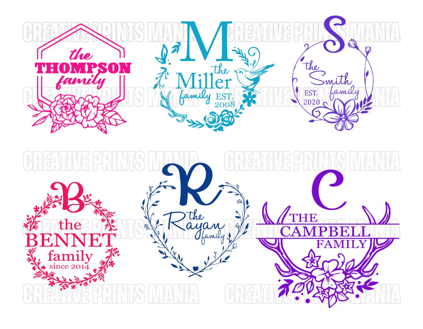 Family Badge SVG PNG Bundle, Family Crest Svg, Split Monogram Png, the ...