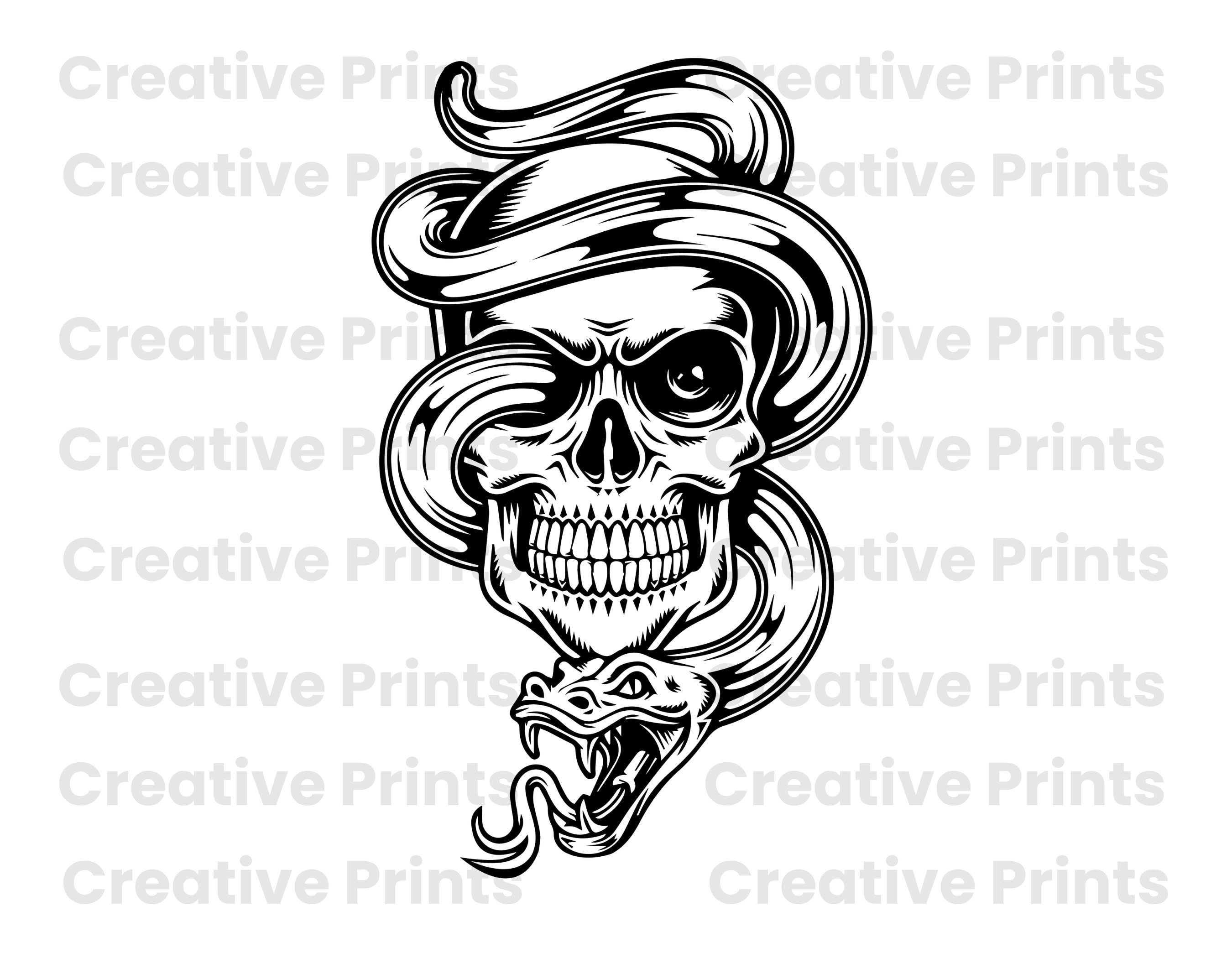 Serpent Skull Svg, Snake SVG, Skull Png Snake Vector, Snake Clipart ...