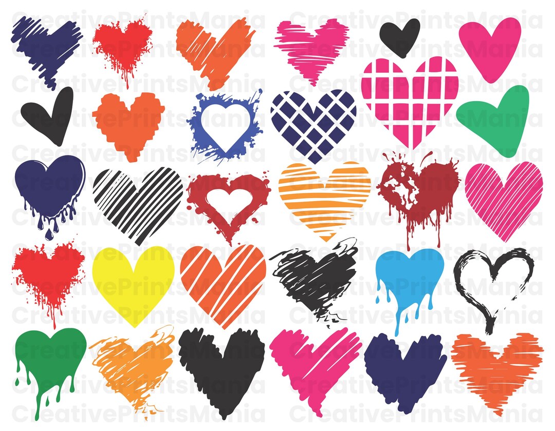 Heart Paint Brush Stroke Svg Bundle, Heart Paint Designs, Heart ...