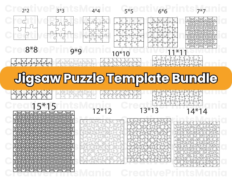 Puzzle Svg Bundle, Jigsaw Puzzle Template, Puzzle Template Png, Jigsaw ...