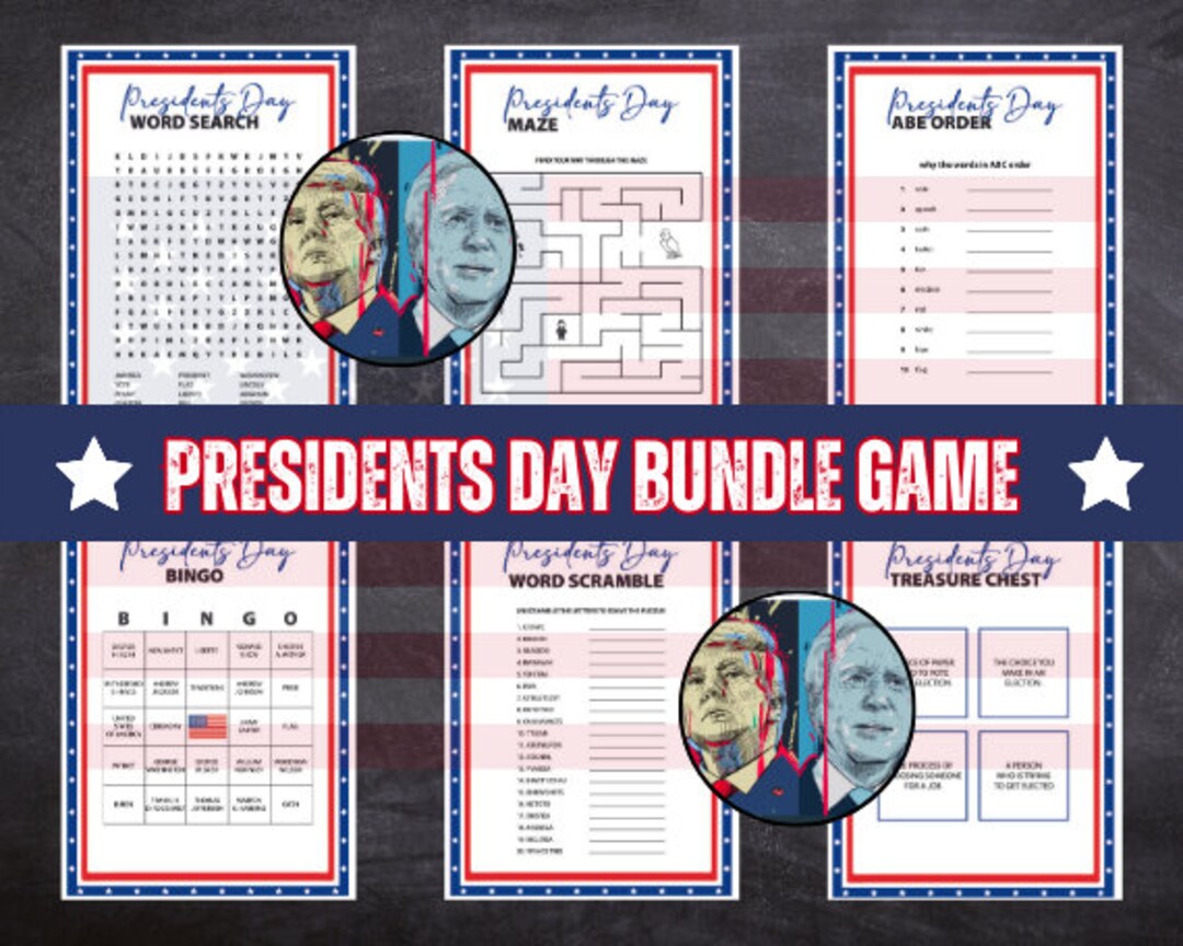 President Day Bundle Game, President Day Scavenger Hunt, Word Search ...