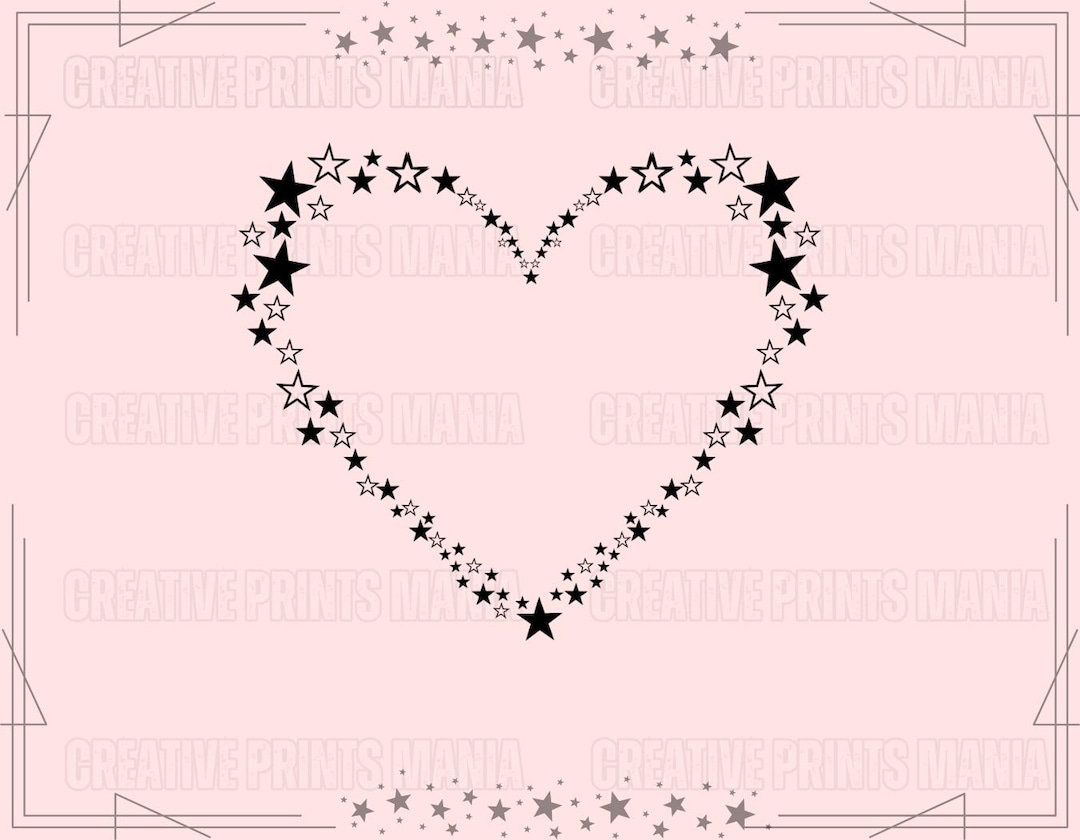 Heart Svg, Heart Png, Heart Clipart, Sparkle Stars Valentine Heart Svg ...