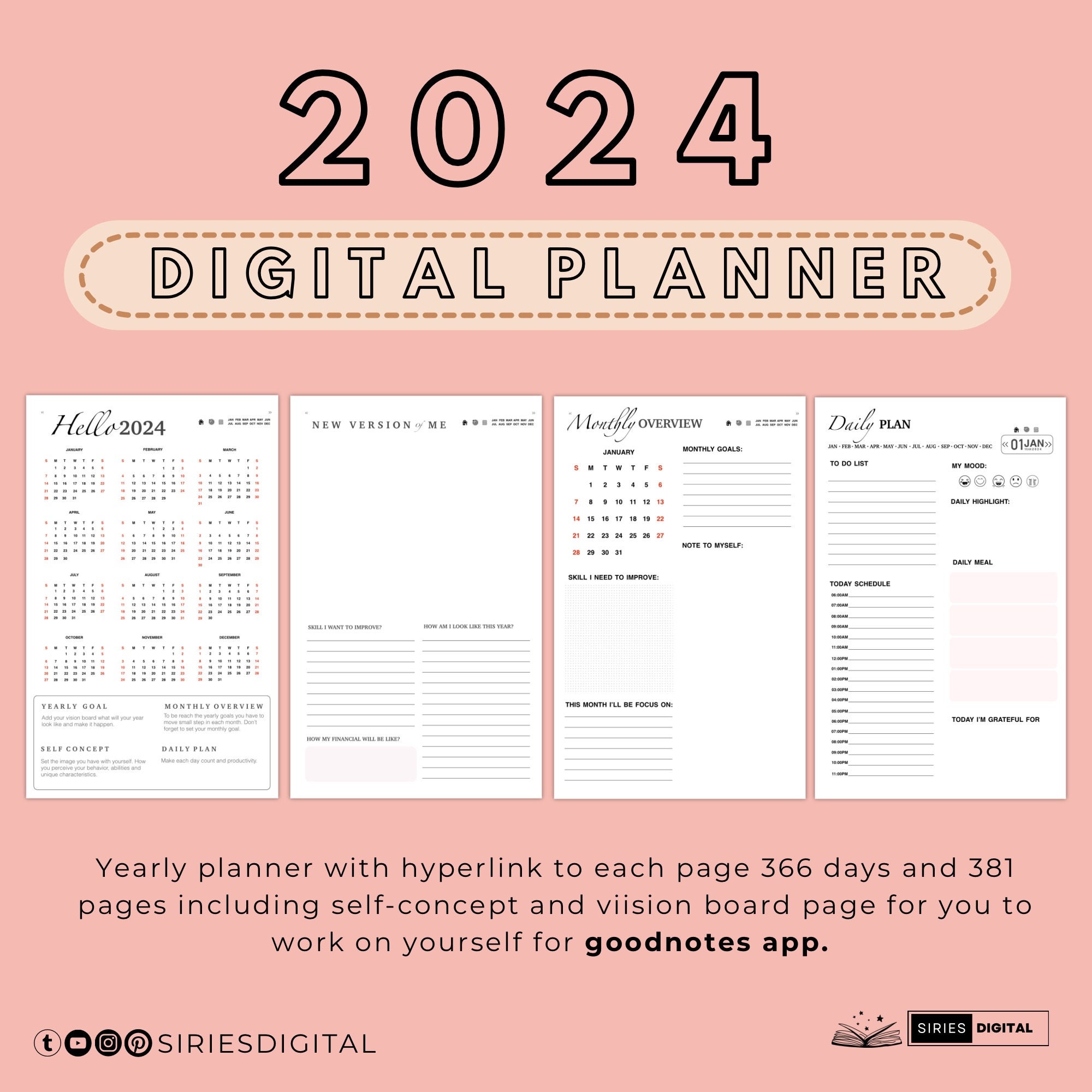 Yearly Planner 2024 Make It Count in Everyday With Hyperlink - Etsy