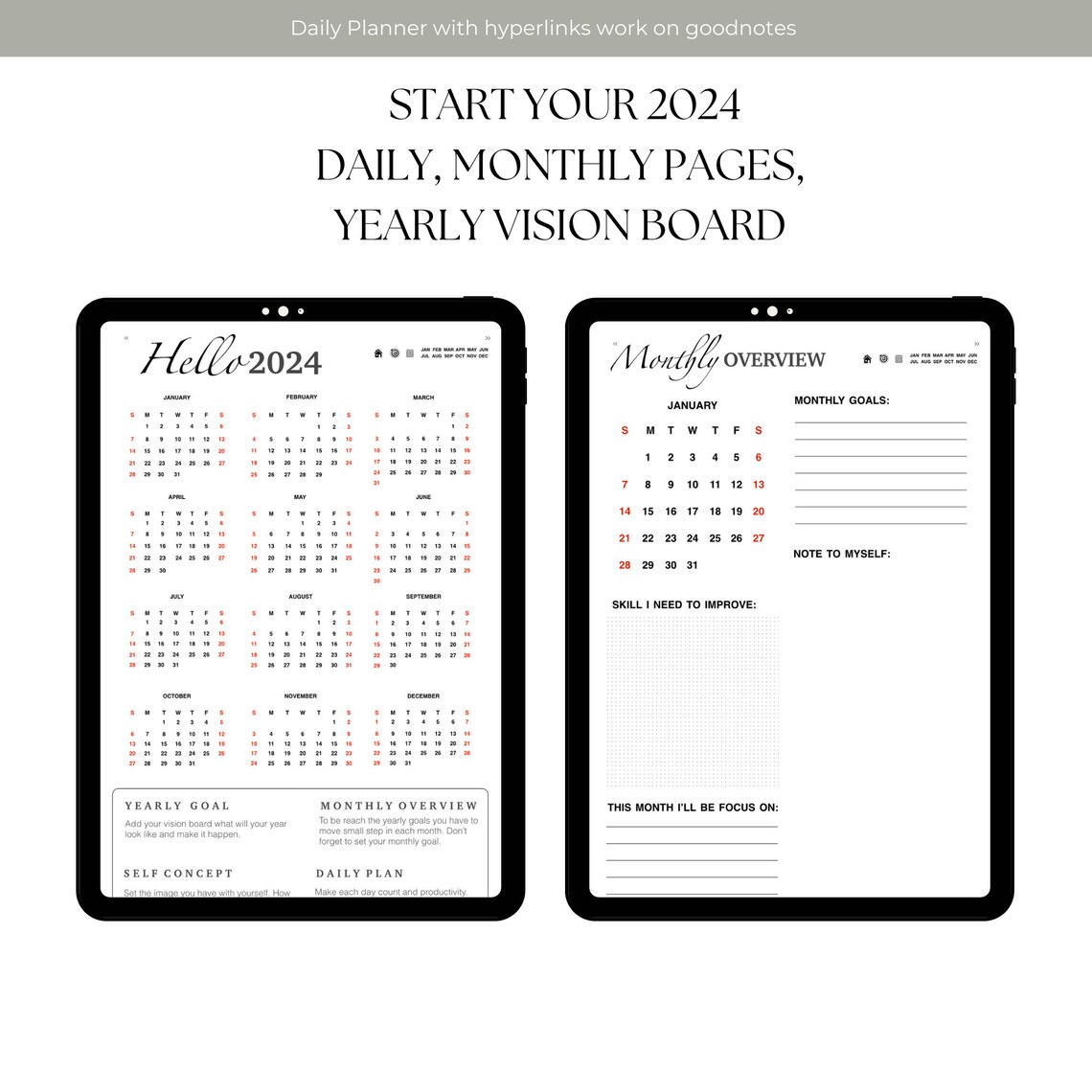 Yearly Planner 2024 Make It Count in Everyday, With Hyperlink to Each ...