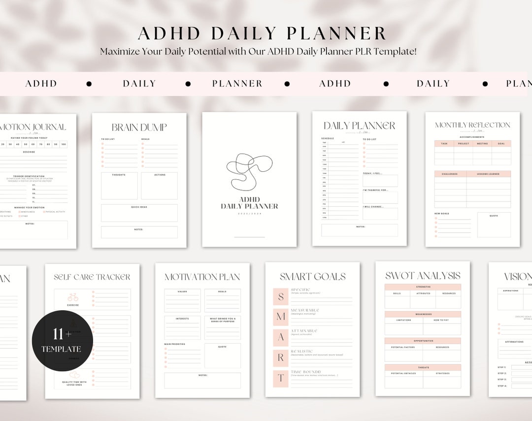 ADHD Daily Planner Empower Your Day Digital, Printable, Editable Canva ...