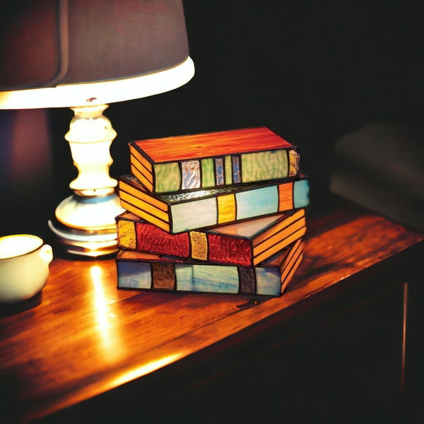 Book Stained Glass Lamp - Etsy