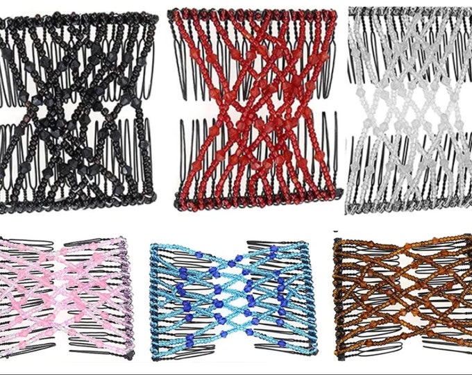 Stretchy Hair Pins Magic Elastic Combs Beaded Clips for Bride for Women ...