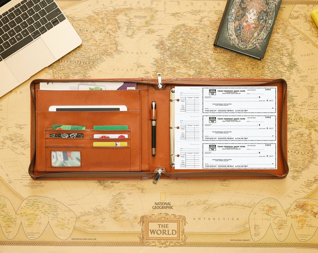 Custom 3 Ring Check Binder, Vegan Leather Check Book Portfolio for 3 ...