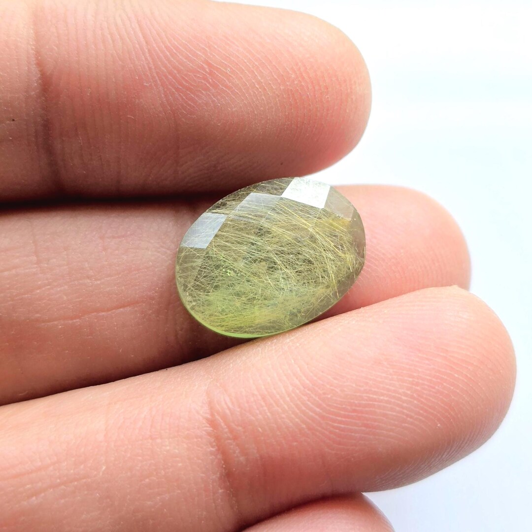 Golden Rutile Quartz–prehnite Doublet | Luxury Statement Gem. - Etsy