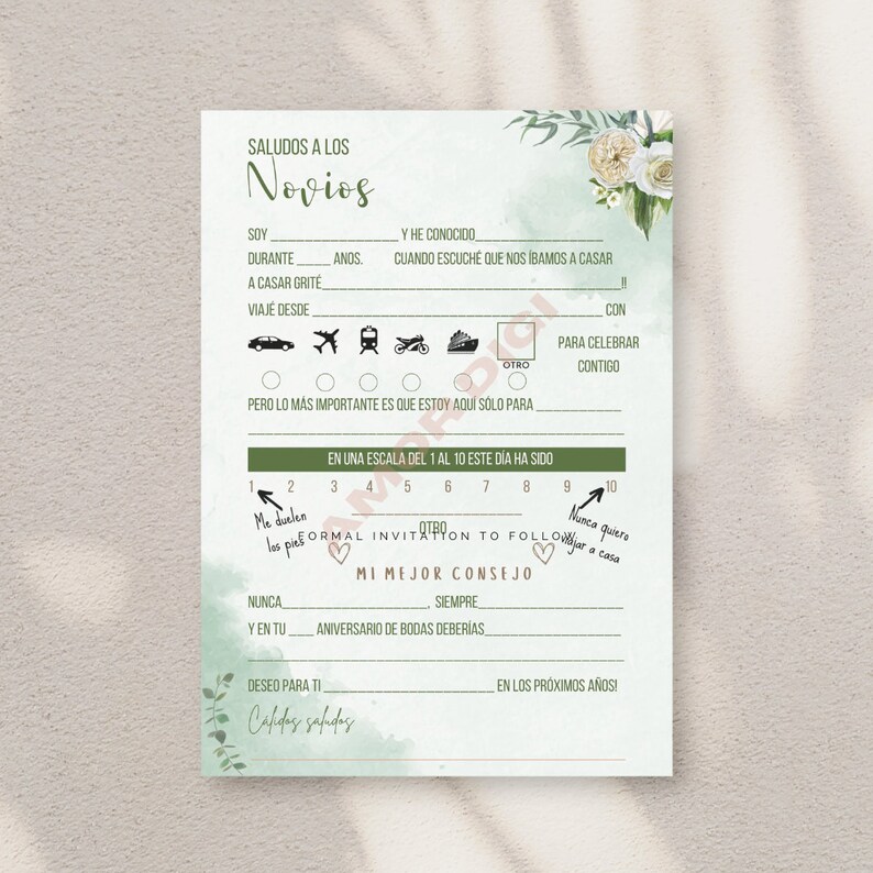 Greetings to the Bride and Groom Spanish Wedding - Etsy