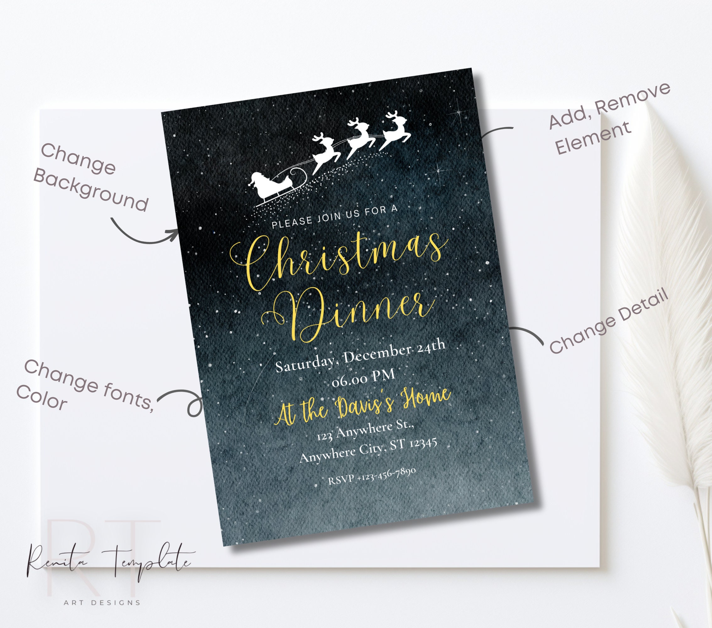 Editable Christmas Party Invitation Template Holiday Party - Etsy