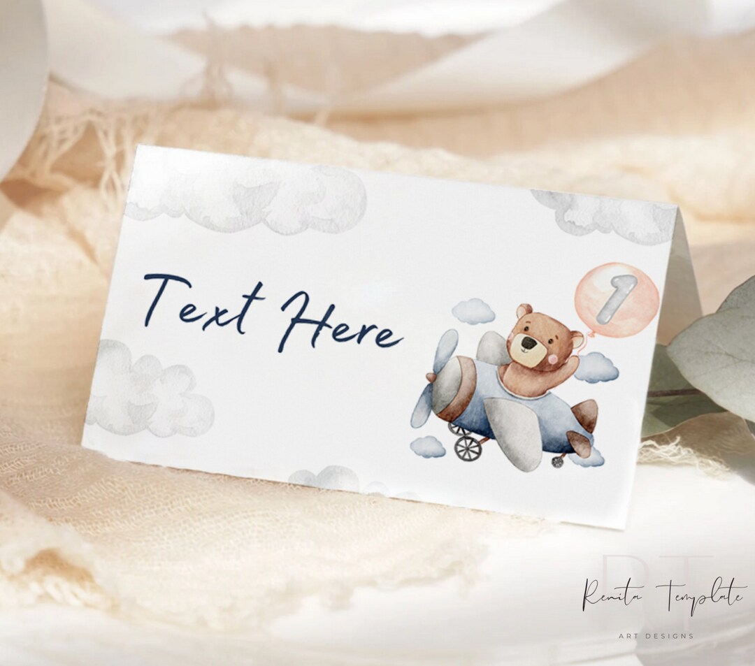 Editable Cute Bear Food Label Card Template, Cute Bear Buffet Card ...