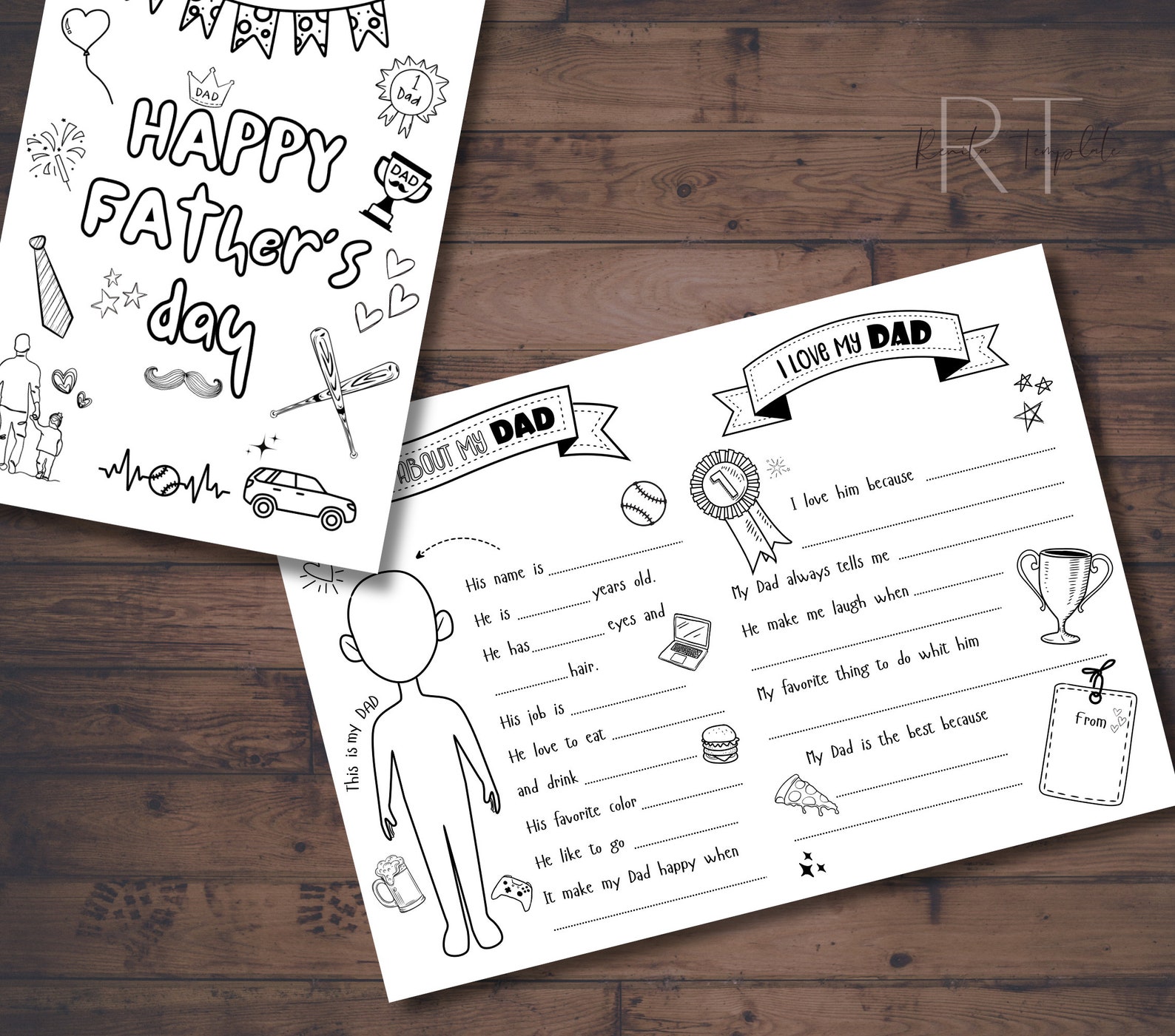 Father's Day Gift Coloring Printable Keepsake, Fathers Day Gift From ...