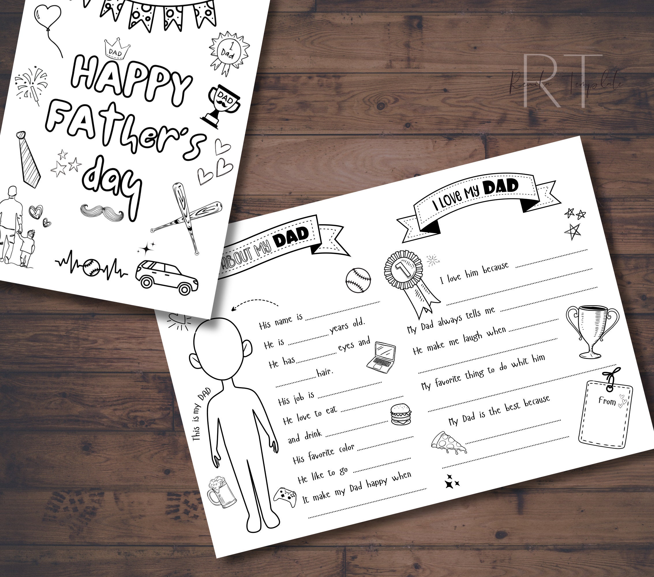 Father's Day Gift Coloring Printable Keepsake, Fathers Day Gift From ...