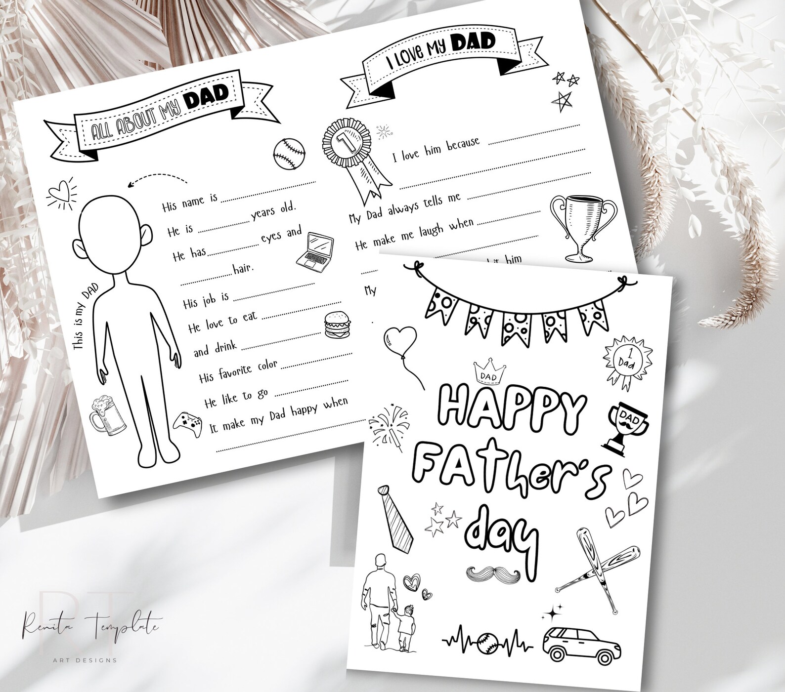 Father's Day Gift Coloring Printable Keepsake, Fathers Day Gift From ...