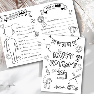 Father's Day Gift Coloring Printable Keepsake, Fathers Day Gift From ...