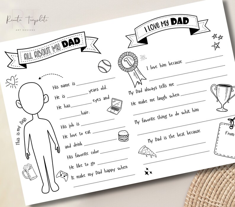 Father's Day Gift Coloring Printable Keepsake, Fathers Day Gift From ...