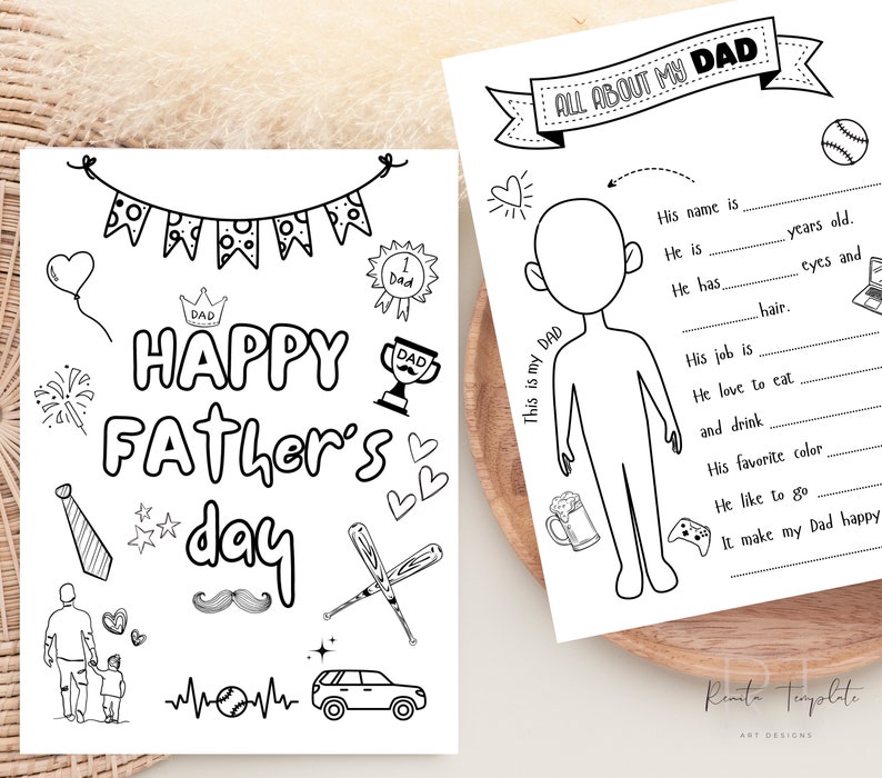 Father's Day Gift Coloring Printable Keepsake, Fathers Day Gift From ...