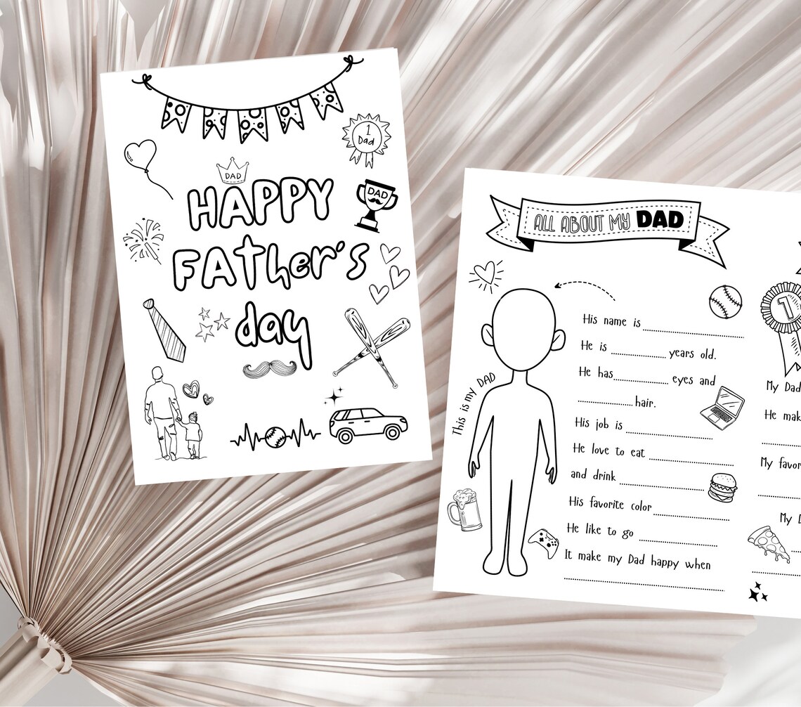 Father's Day Gift Coloring Printable Keepsake, Fathers Day Gift From ...
