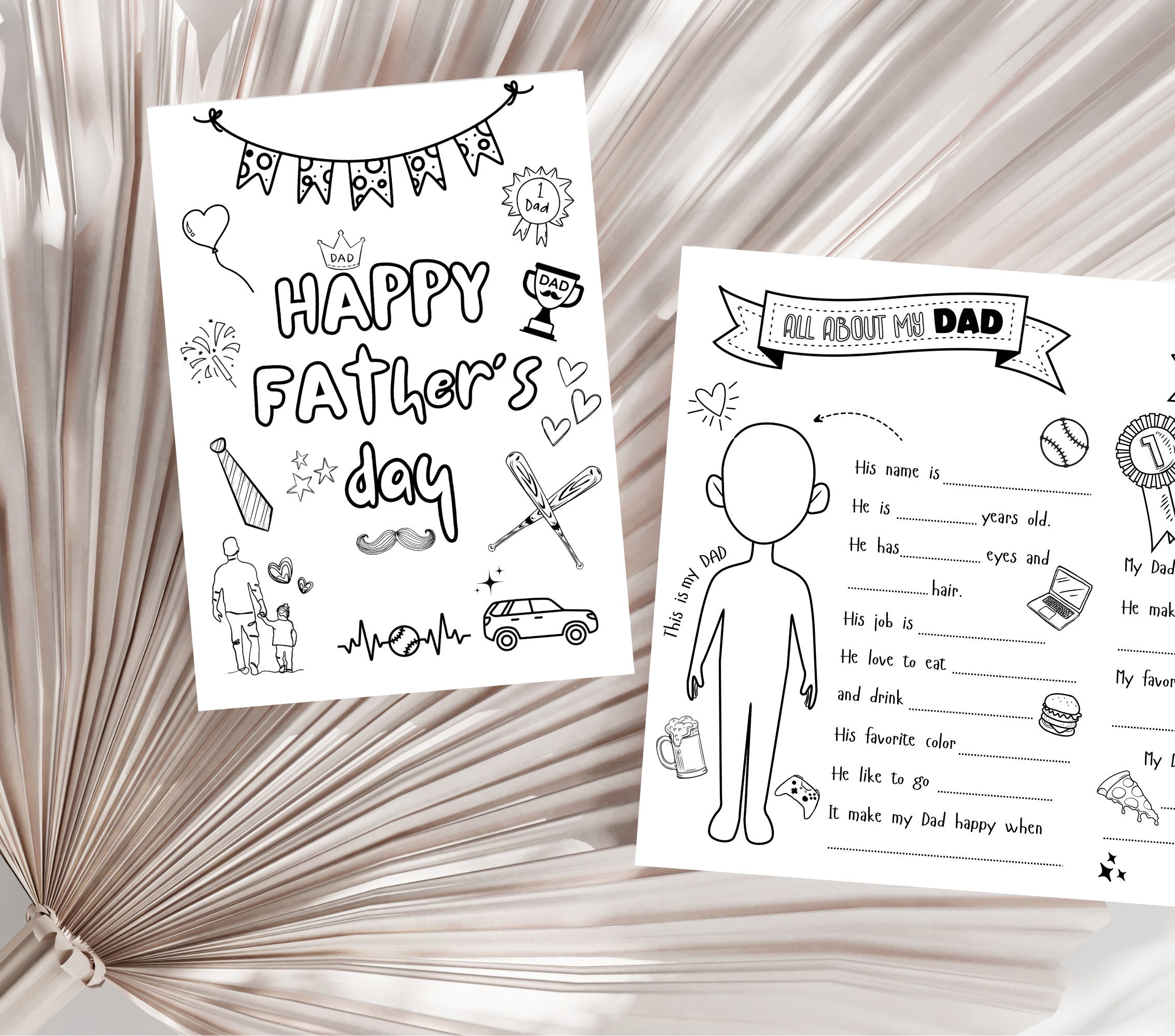 Father's Day Gift Coloring Printable Keepsake, Fathers Day Gift From ...